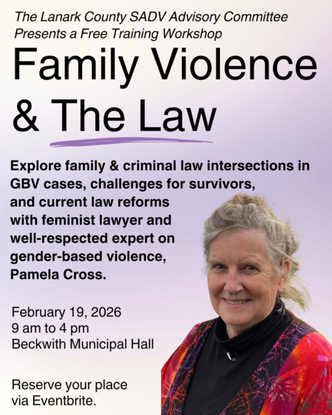 Family Violence and the Law: Training with Pamela Cross | Lanark County ...